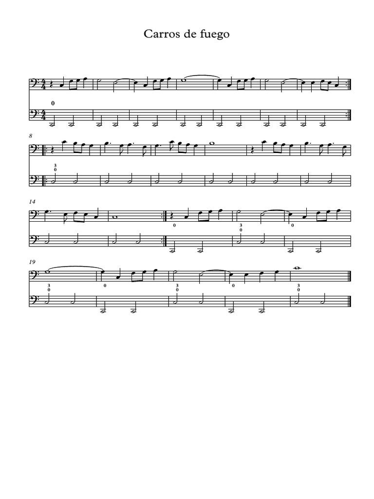 Carros de Fuego, Acompañamiento Do - Partitura Completa | PDF