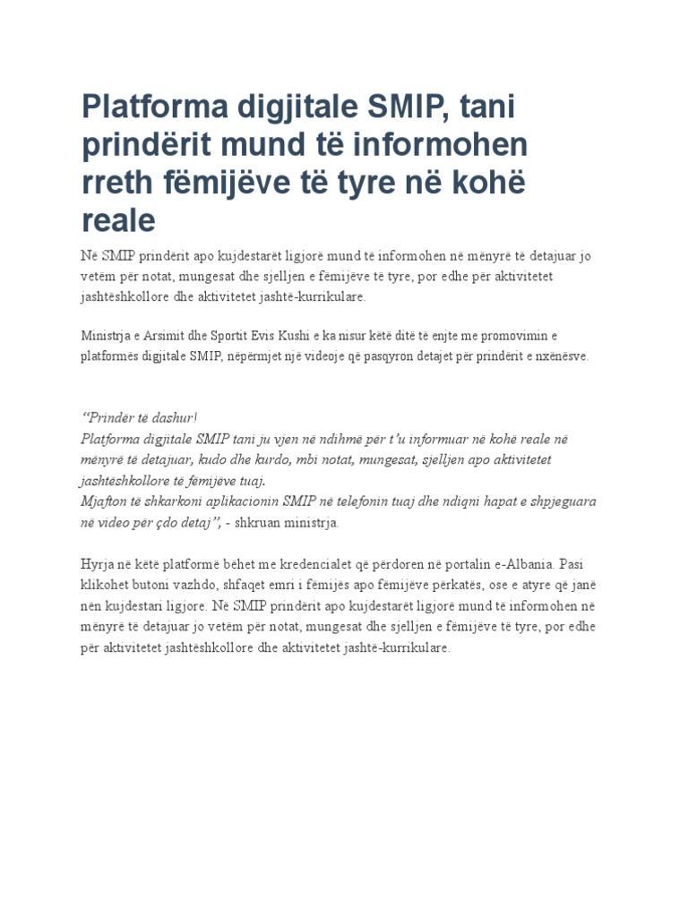 Platforma Digjitale SMIP | PDF