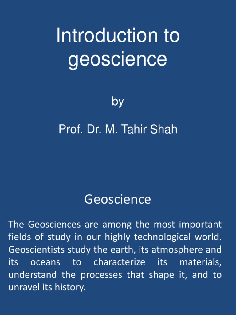 Introduction To Geoscience: by Prof. Dr. M. Tahir Shah | PDF | Earth Sciences | Geology