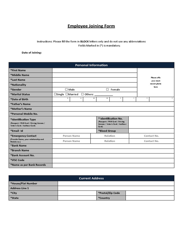 Joining Form | PDF | Identity Document | Access Control