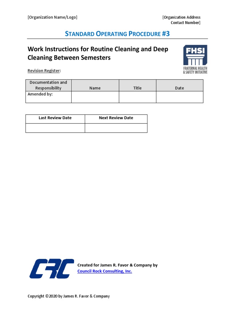 Favor SOP 3 - Routine Housekeeping and Deep Cleaning | PDF | Personal Protective Equipment ...