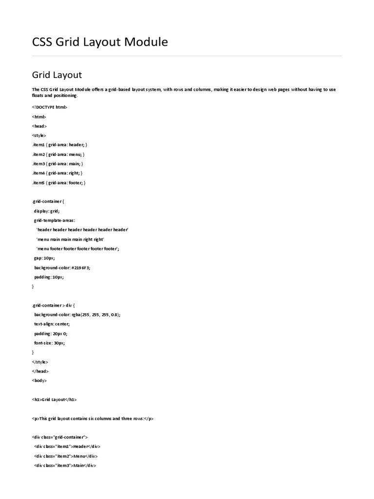 CSS Grid | Download Free PDF | Page Layout | Software Engineering