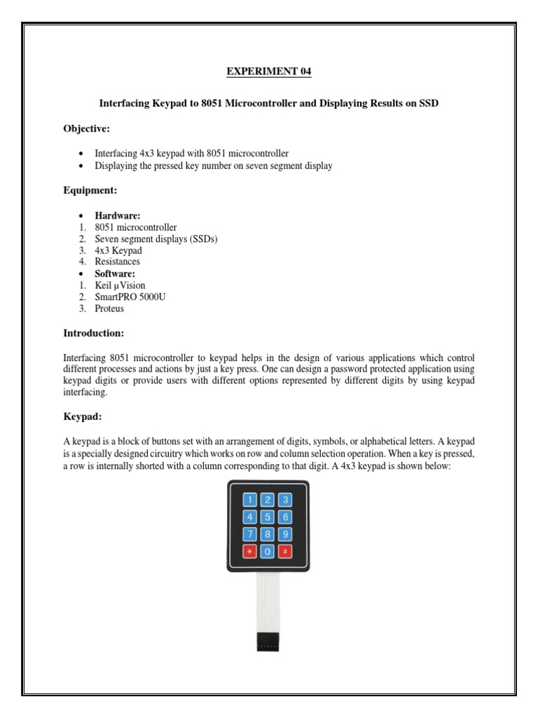 Interfacing Keypad to 8051 Microcontroller | PDF | Microcontroller | Solid State Drive