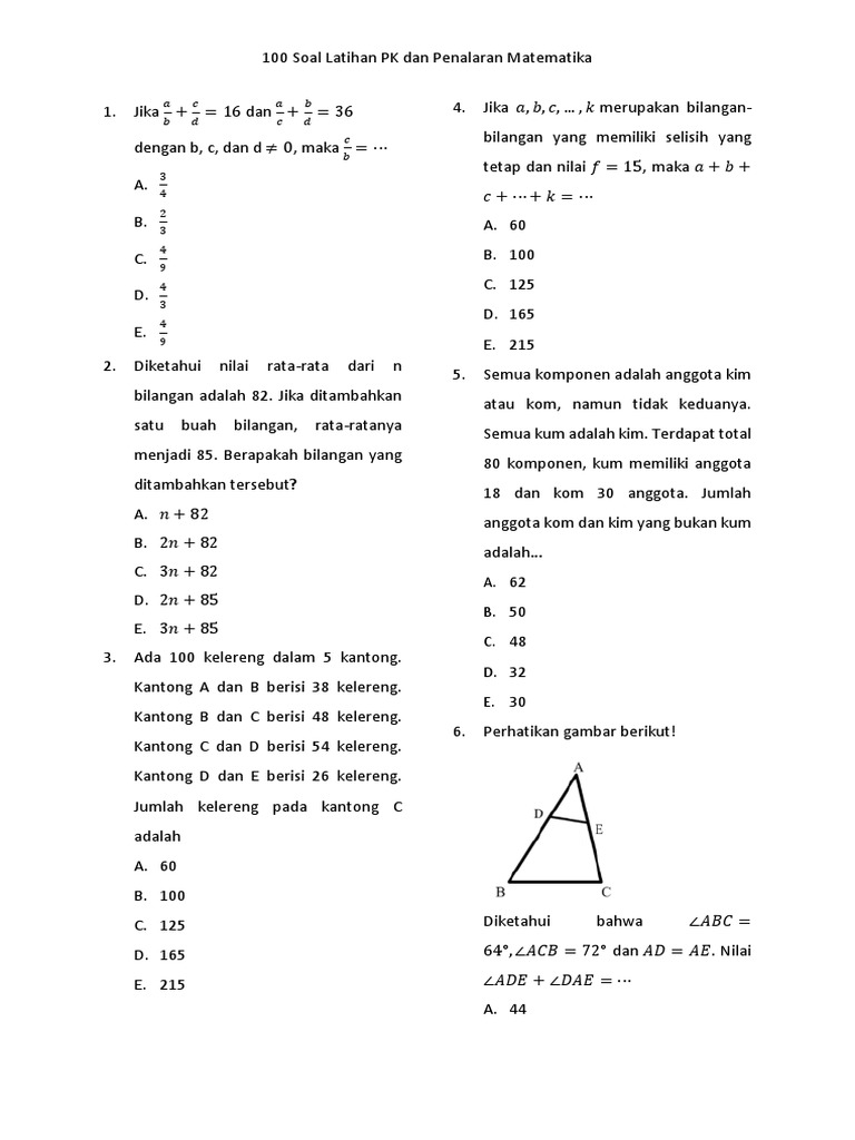 100 Soal PK Dan Penalaran Matematika | PDF