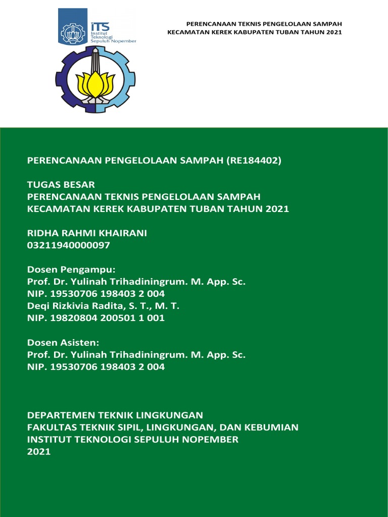 Tugas Besar Perencanaan Pengelolaan Sampah | PDF