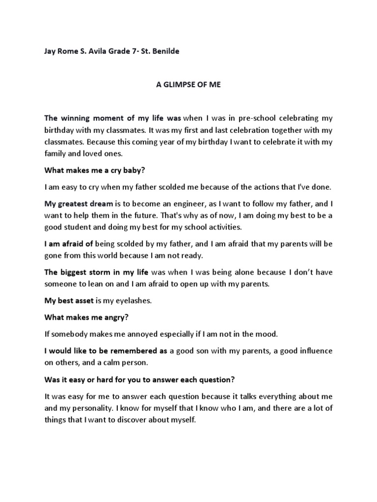 A Glimpse of Me | PDF