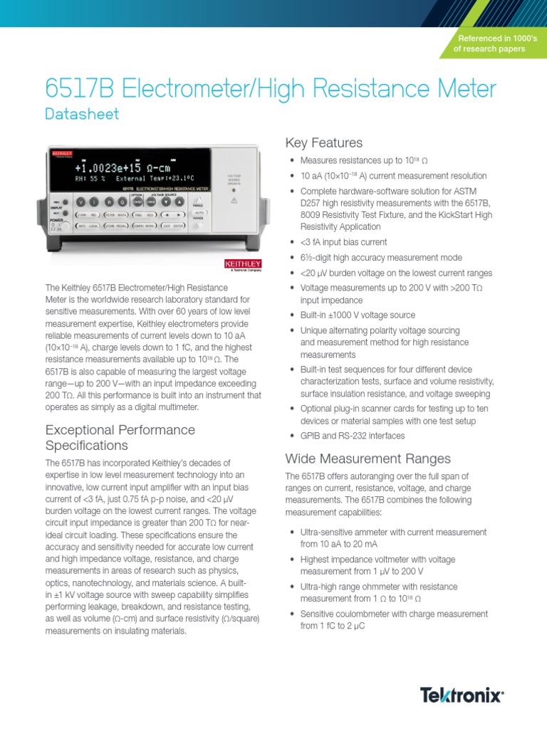 1KW-60280-1 6517B Electrometer High-Resistance-Meter Datasheet 041122 ...