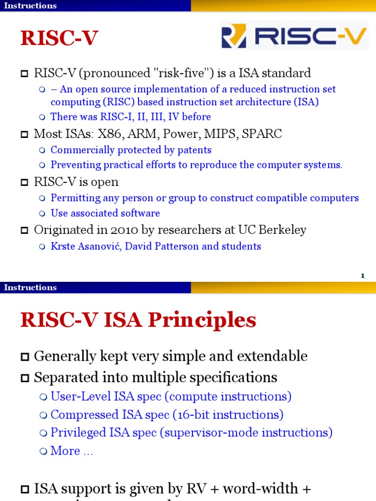 Risc-V: RISC-V (Pronounced "Risk-Five") Is A ISA Standard | PDF | Office Equipment | Computer ...