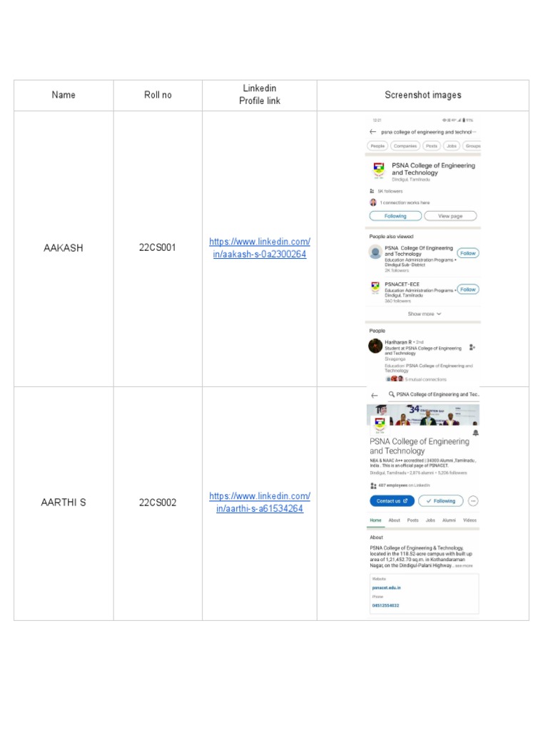Linkedin Screenshots | PDF