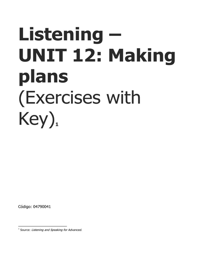 Unit 12 Listening Exercises (With Key) | PDF | Libraries