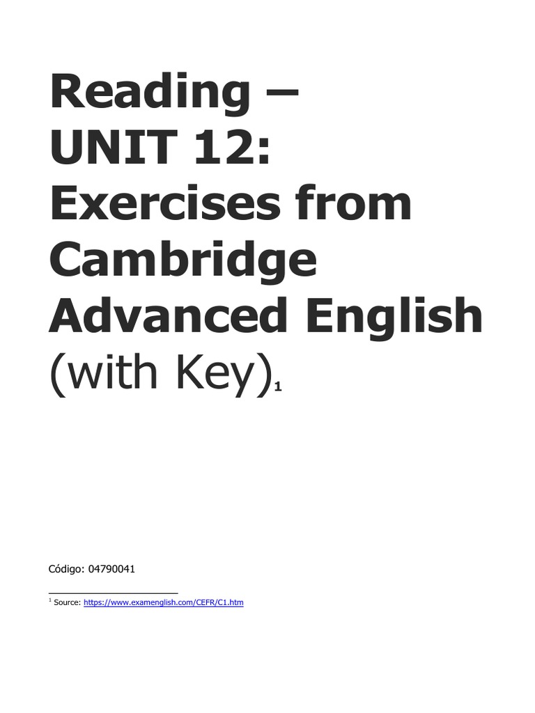 Unit 12 Reading Exercises (With Key) From CAE | PDF | Petroleum | Western Sahara