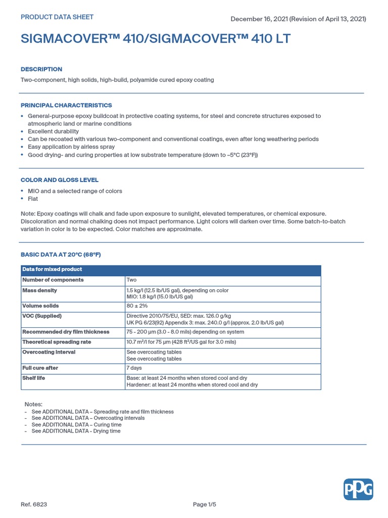 Sigma Cover 410 | PDF