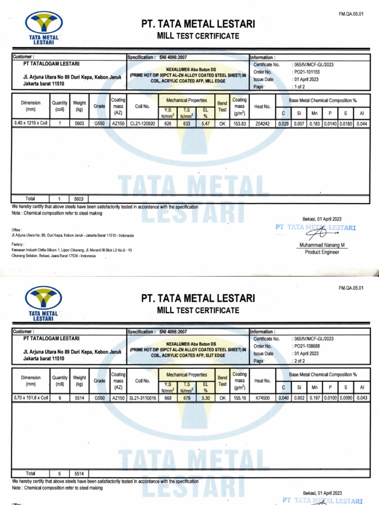 Tata Metal: Lestari | PDF | Atoms | Sets Of Chemical Elements
