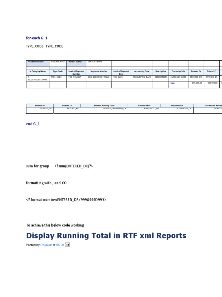 RTF Report: Running Total Calculation | PDF | Software Development ...