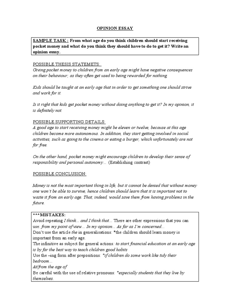 Opinion Essay Correction | PDF | Essays | Cognition