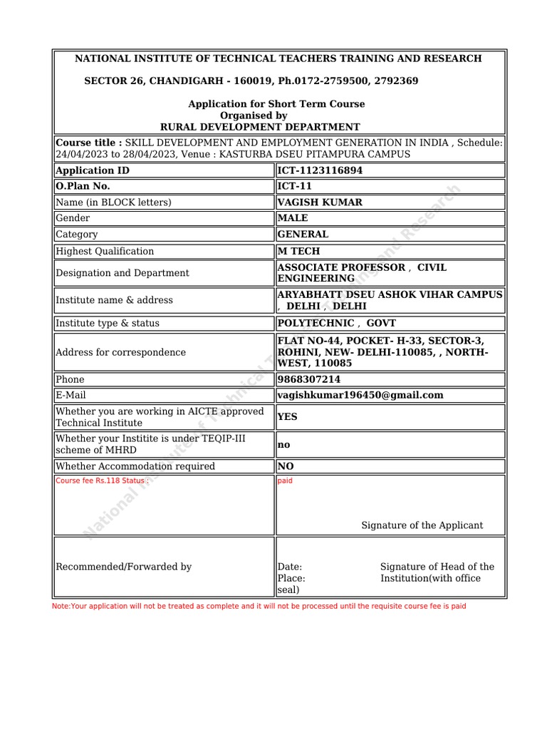 National Institute of Technical Teachers Training and Research | PDF