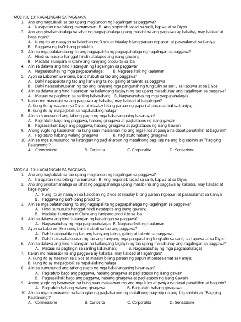Modyul 10 Quiz | PDF