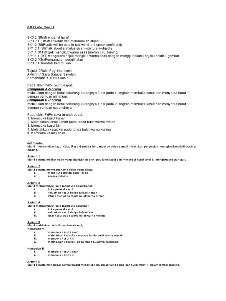 Contoh RPH Asas 3M (BM) | PDF
