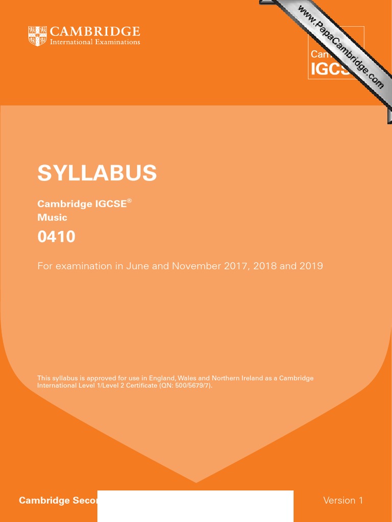 Syllabus: Cambridge Igcse Music | PDF | Musical Compositions ...