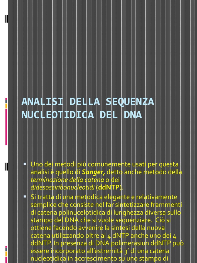 Capitolo 7 - Analisi Della Sequenza Nucleotidica Del DNA | PDF