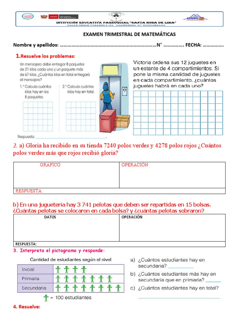 Examen Trimestral de Matemáticas | PDF | Matemáticas | Matemática Elemental