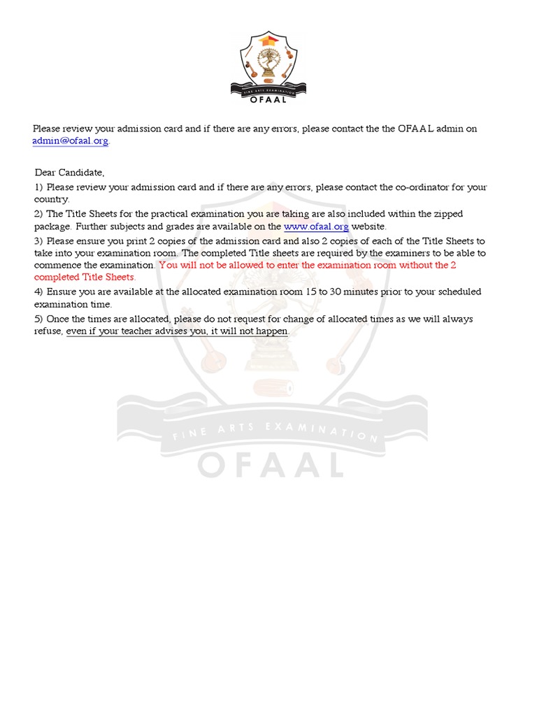 Admissions - Ofaal Exam Admission Uks4740 105587 | PDF | Traditional ...