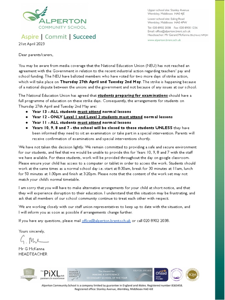 School Strike Schedule April-May 2023 | PDF