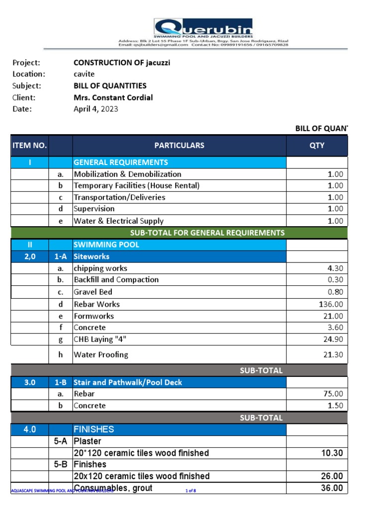 Supplier Querubin - Jacuzzi | Download Free PDF | Civil Engineering | Building Materials