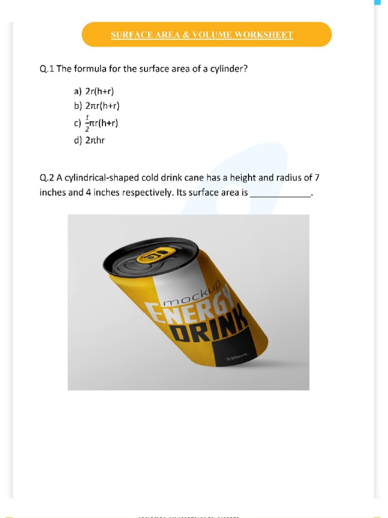 Exercise Surface-Area-And-Volume-Worksheet-7.3 | PDF