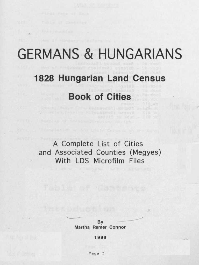 Germans & Hungarians: 1828 Land Census, Vol. 13 | PDF