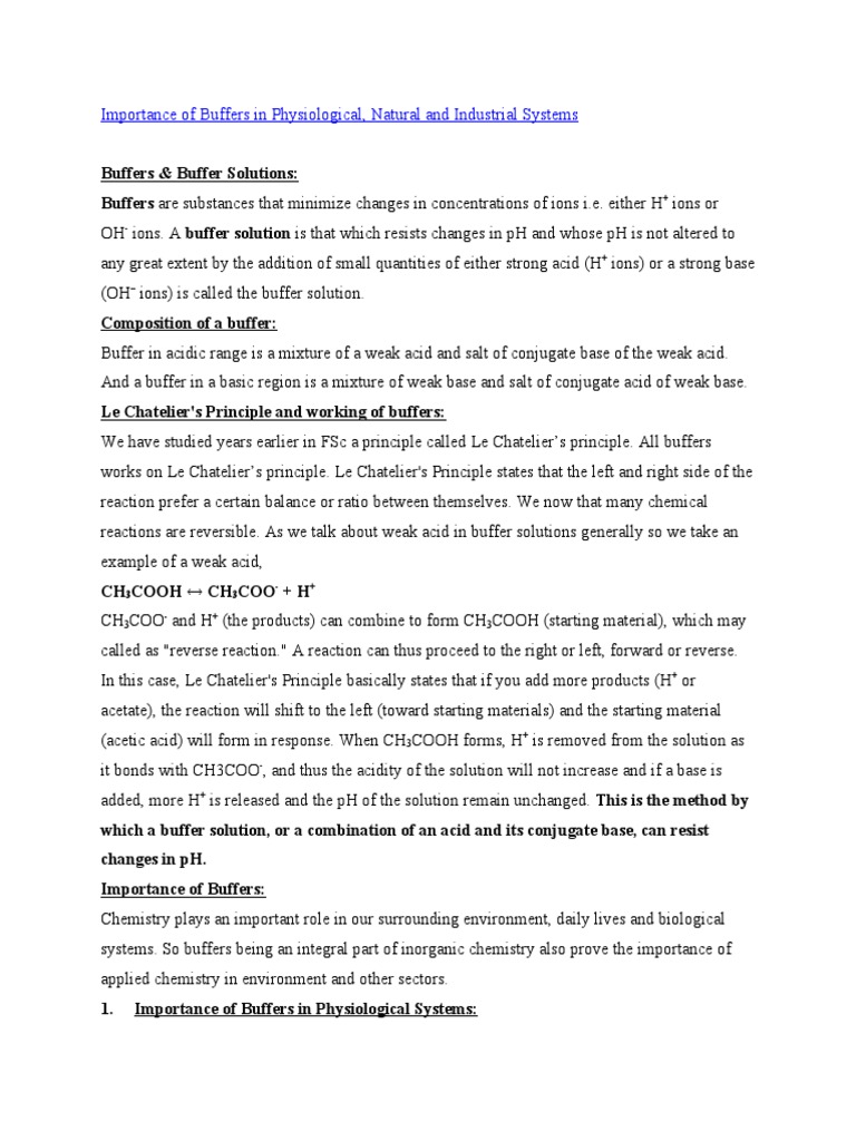 Importance of Buffers | PDF | Buffer Solution | Soil