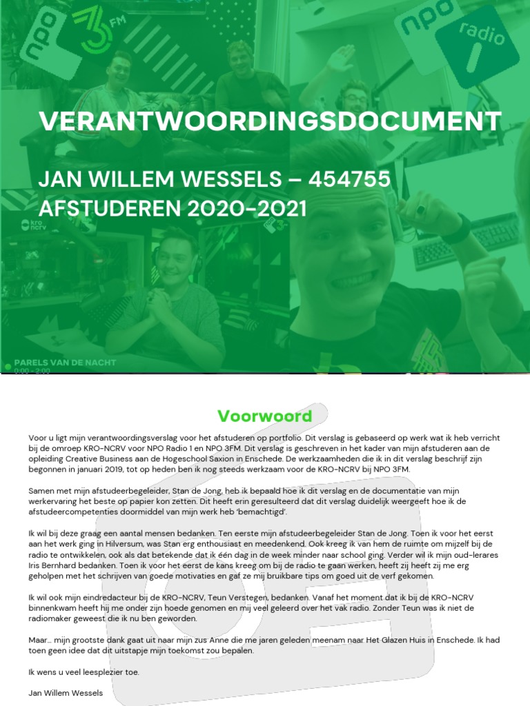Afstuderen Op Portfolio, Jan Willem Wessels | PDF
