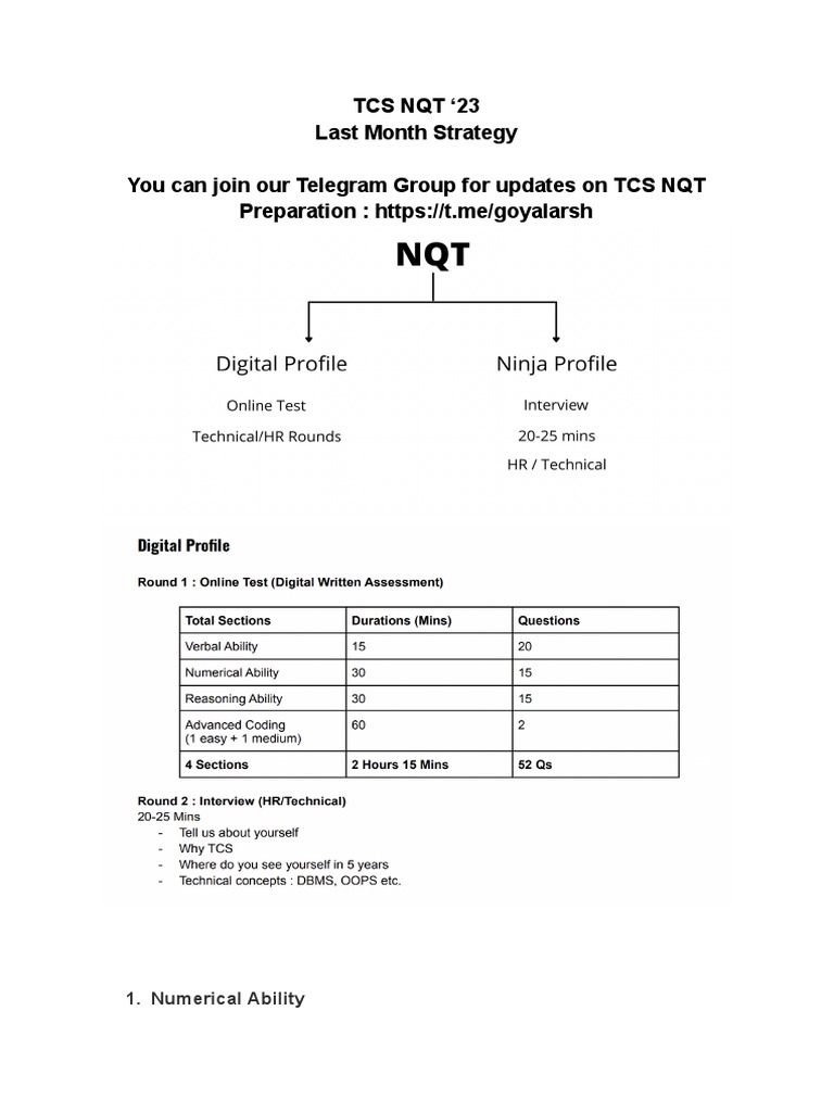 TCS NQT '23 Preparation Guide | PDF