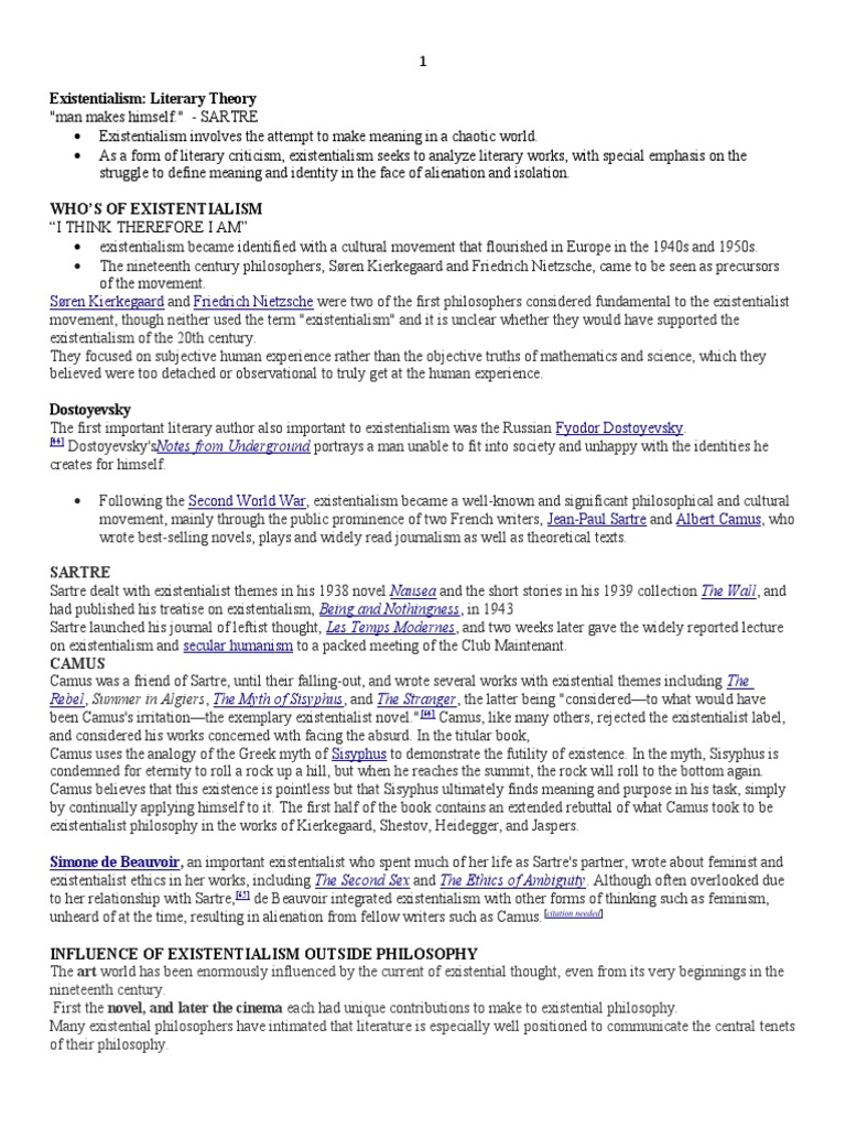 Understanding Existentialism in Literature | PDF | Existentialism ...