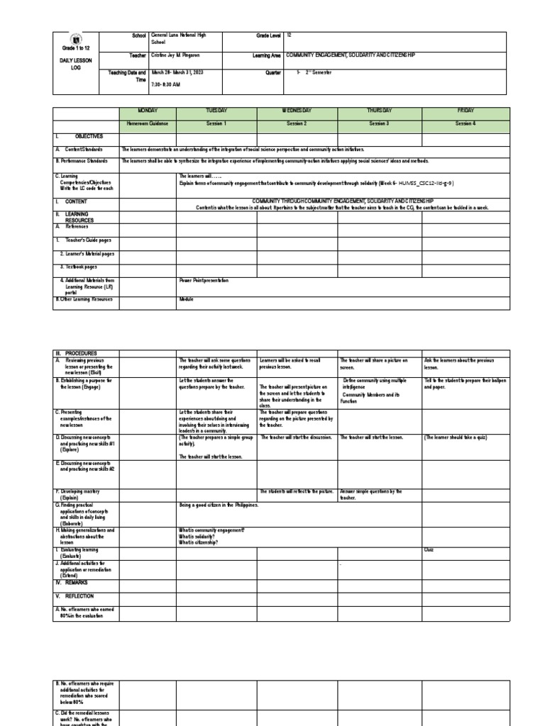 Humss - Csc12 Iid G 9) | PDF | Teachers | Learning