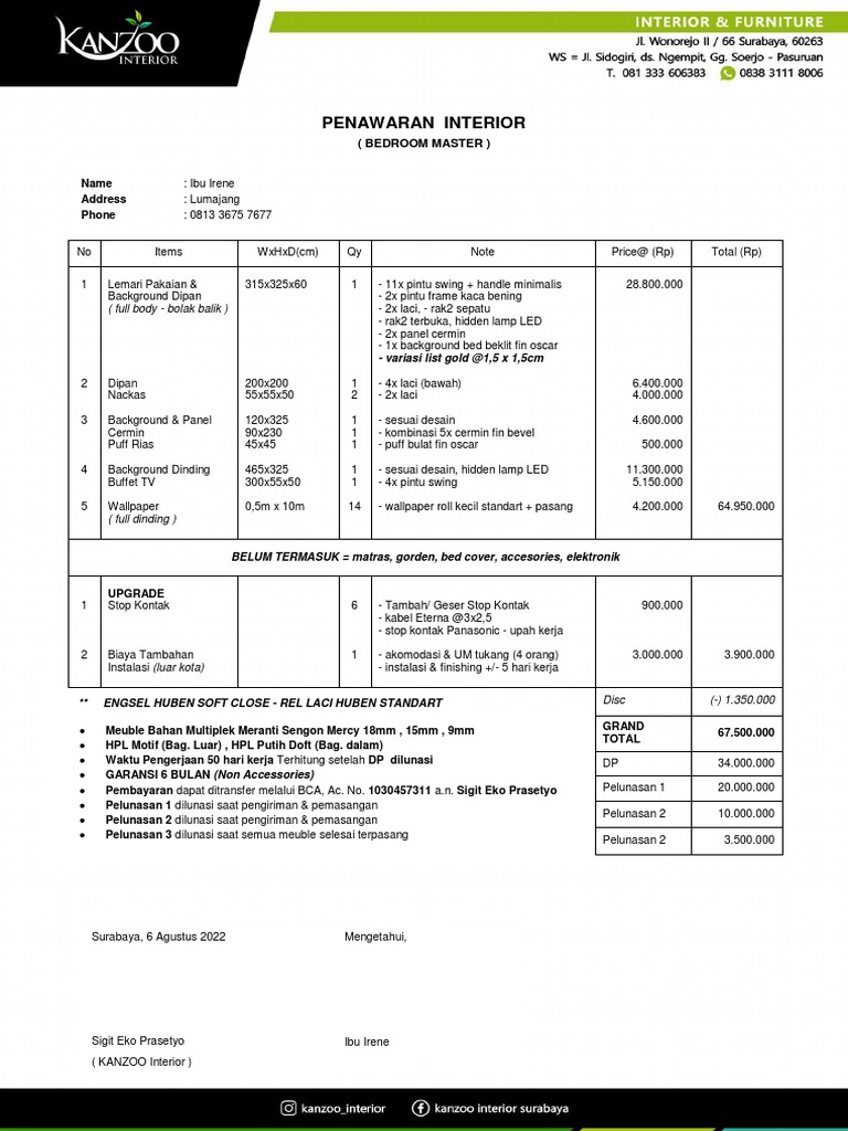 Penawaran Interior: (Full Body - Bolak Balik) | PDF
