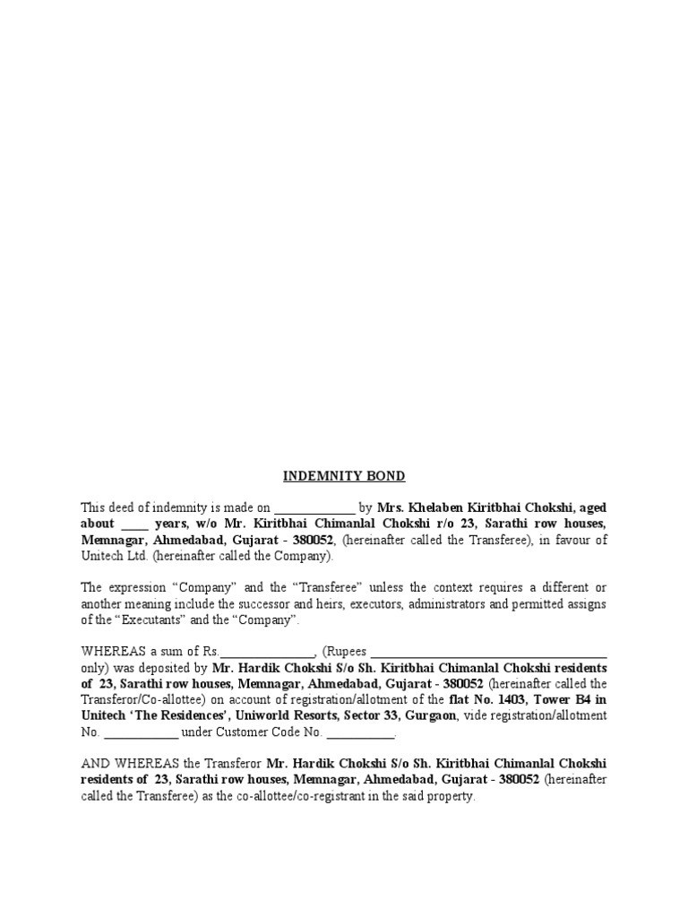 I Bond On Rs. 100 Stamp Paper by New Allotee | PDF | Civil Law (Common ...