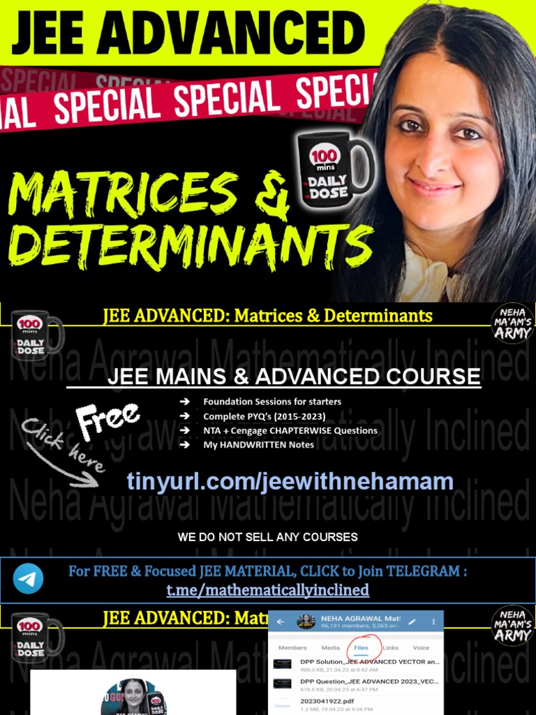 JEE ADVANCED 2023 - Matrices & Determinants | PDF | Determinant | Matrix (Mathematics)