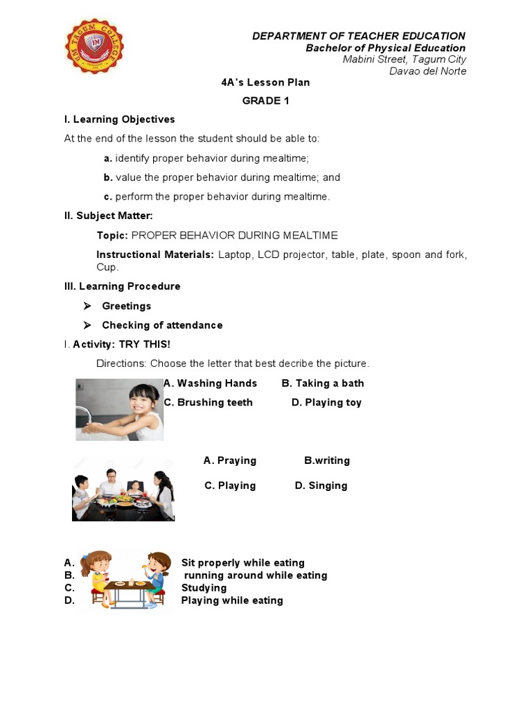 Teaching Proper Table Manners: A Lesson Plan on Appropriate Behavior ...