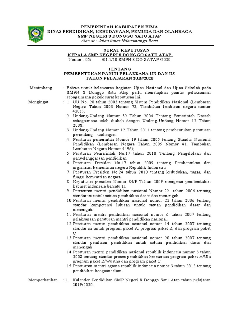 SK Pembentukan Panitia Sas | PDF