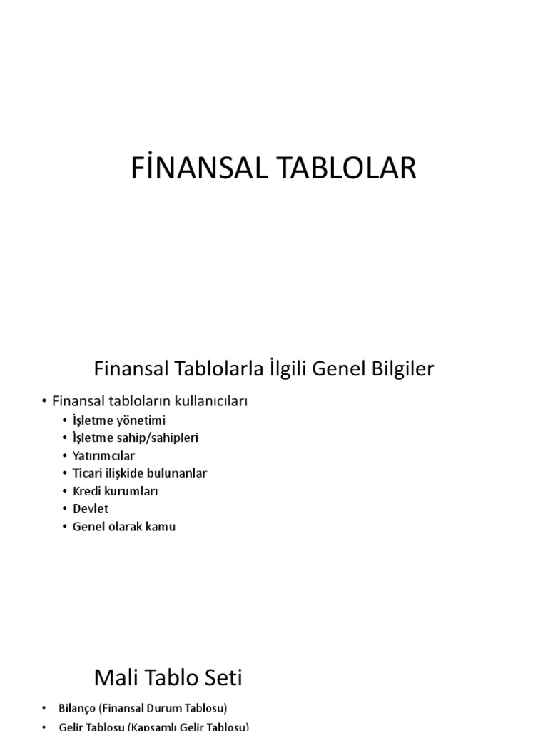 Finansal Tablolar | PDF