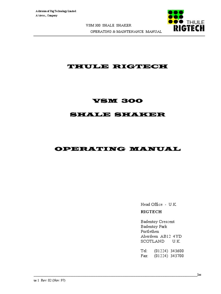 Thule Rigtech: Operating & Maintenance Manual | PDF | Wire | Specification (Technical Standard)