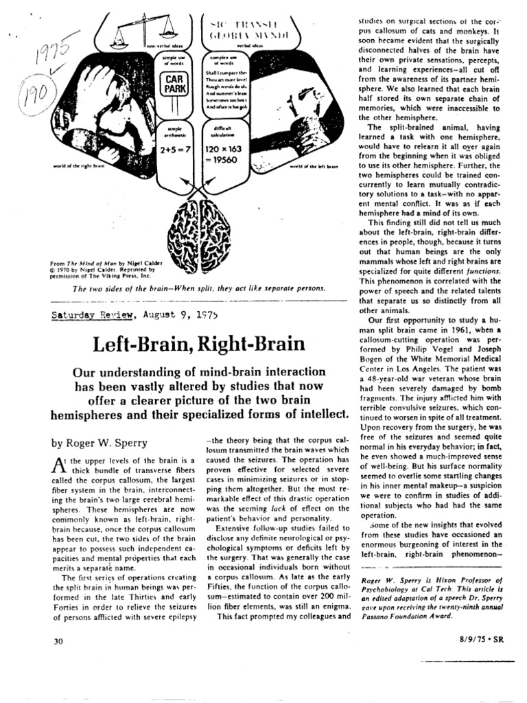 Roger Sperry 1975 | PDF