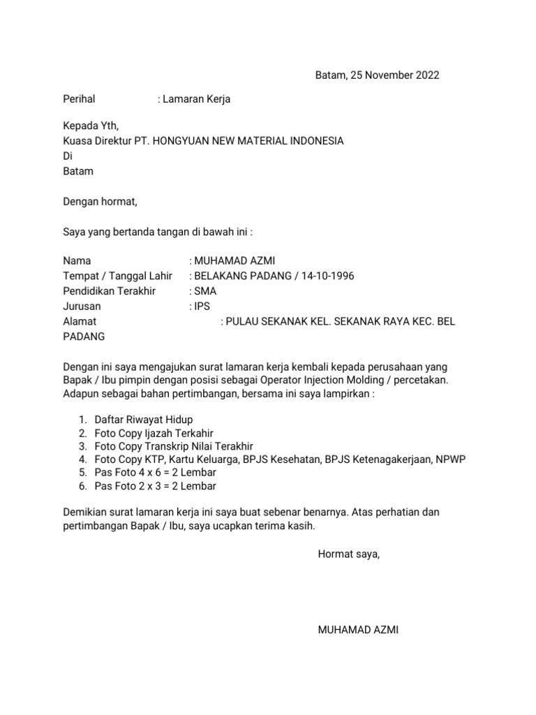 CV Muhamad Azmi | PDF