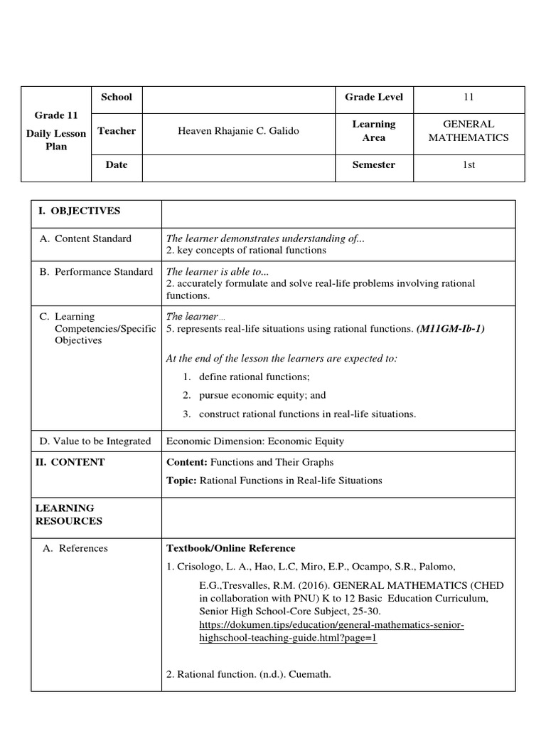 Galido Draft 1 Lesson Plan With Values Integration | Download Free PDF ...