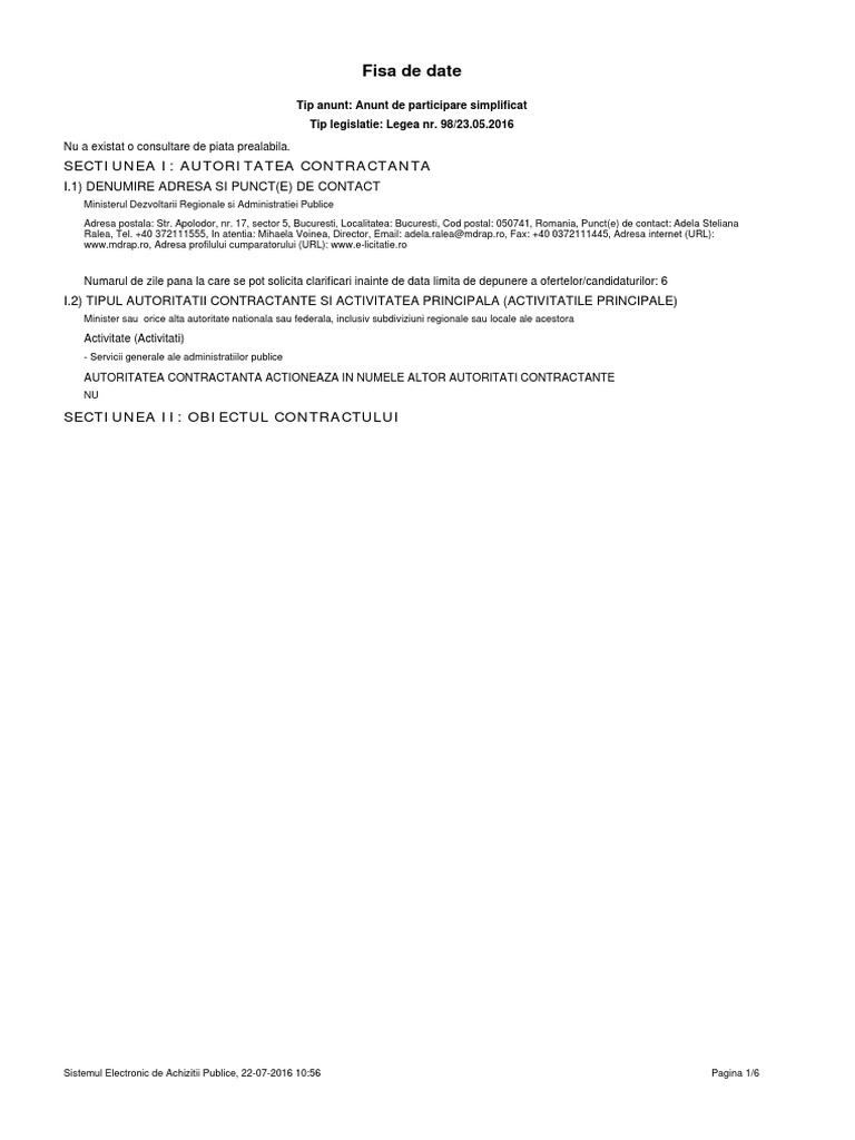 Fisa de Date Aprobata ANAP | PDF