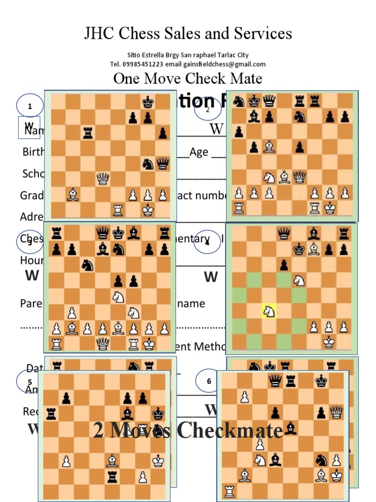 Registration Form: 2 Moves Checkmate | PDF | Gaming | Chess Theory