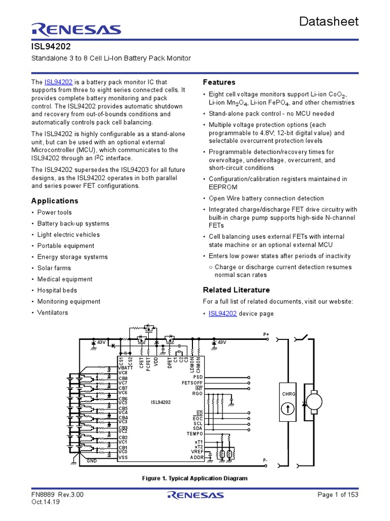 REN Isl94202 DST 20190923 | PDF | Microcontroller | Lithium Ion Battery
