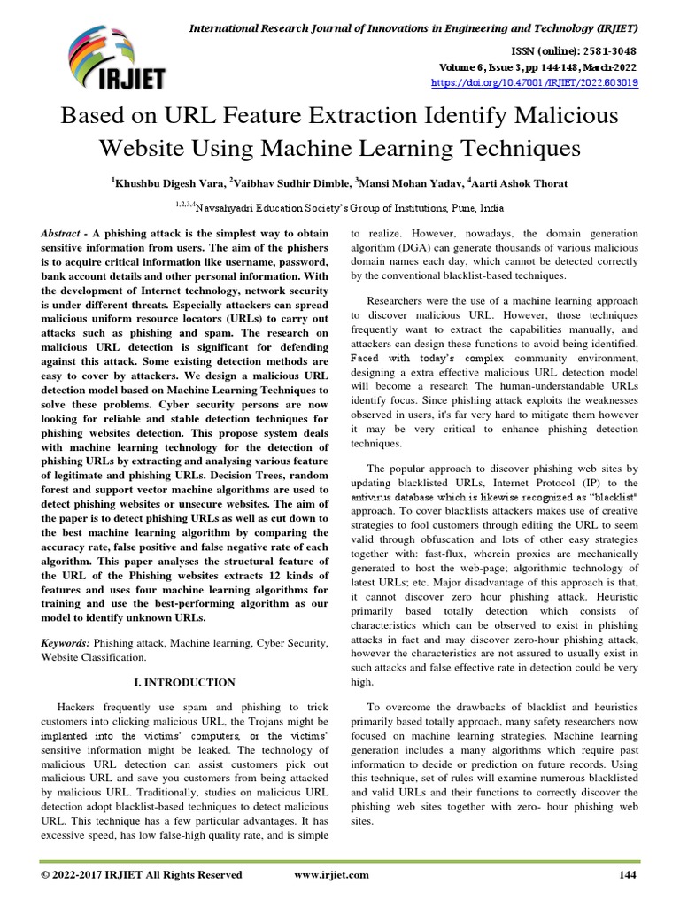 Based On URL Feature Extraction | PDF | Phishing | Malware