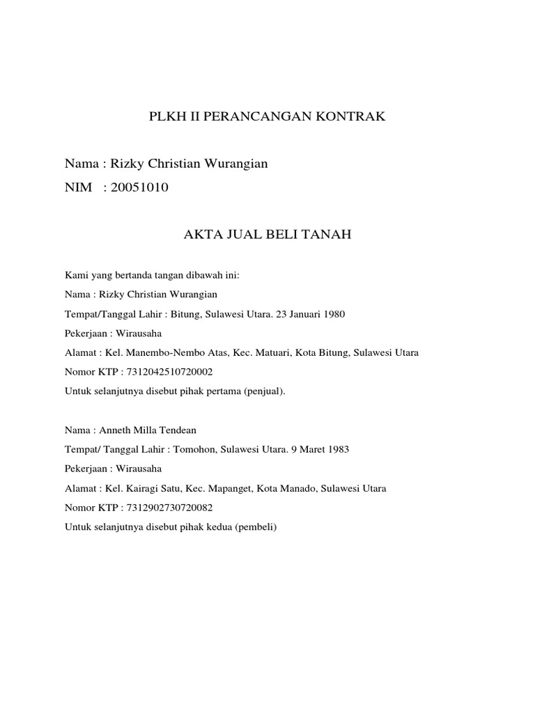 PLKH Ii Perancangan Kontrak | PDF